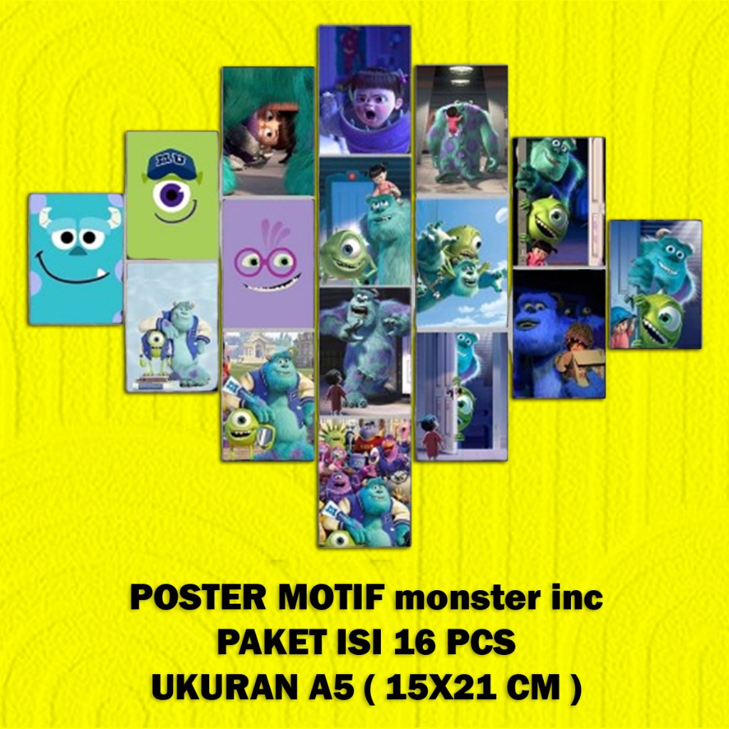 Jual Poster Dinding Monster Inc Ukuran A5 Isi 16 pcs / Murah ...