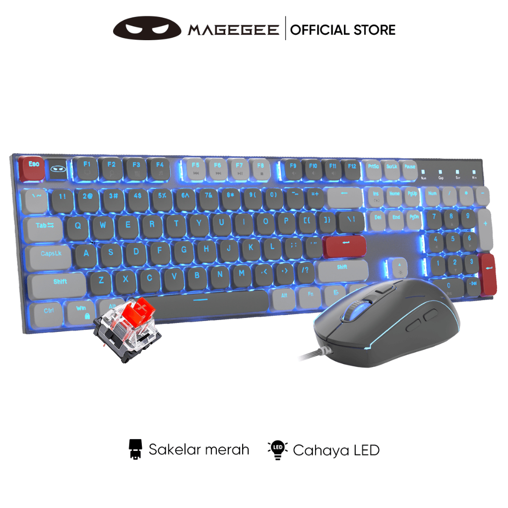 Jual MAGEGEE Mechanical Keyboard Gaming Wired Dan Mouse Set Biru Light ...