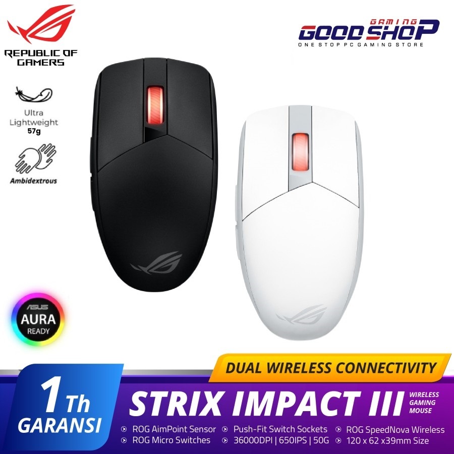 Jual ASUS ROG Strix Impact III Wireless is an Ultralight 57-gram ...