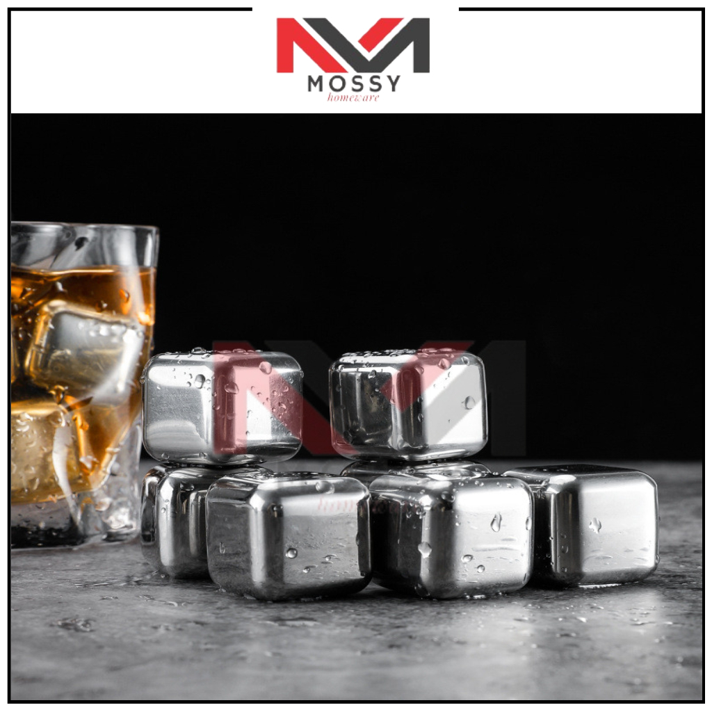Jual MOSSY Es Batu Stainless Reuseable Ice Cube Bentuk Kotak Persegi ...