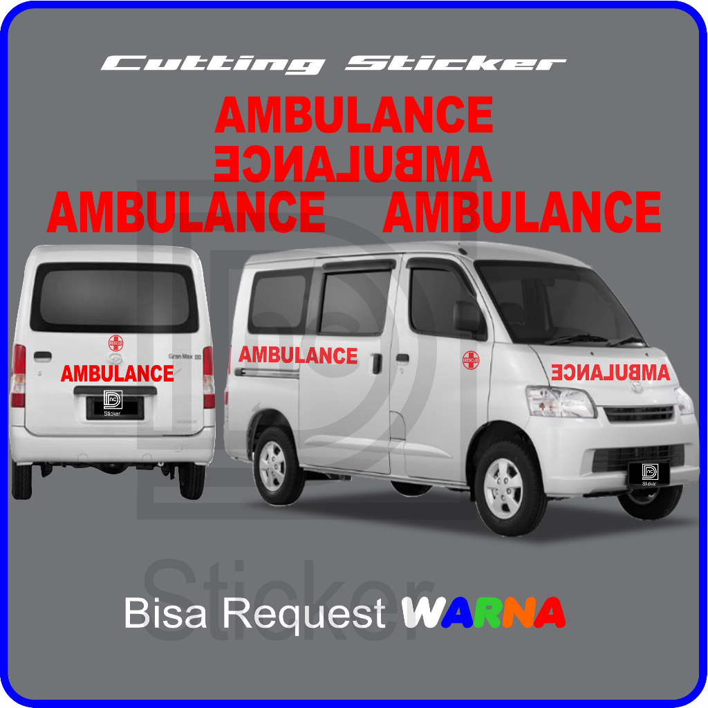 Jual Cutting Sticker Stiker AMBULANCE AMBULAN Logo Mobil LUXIO grandmax ...