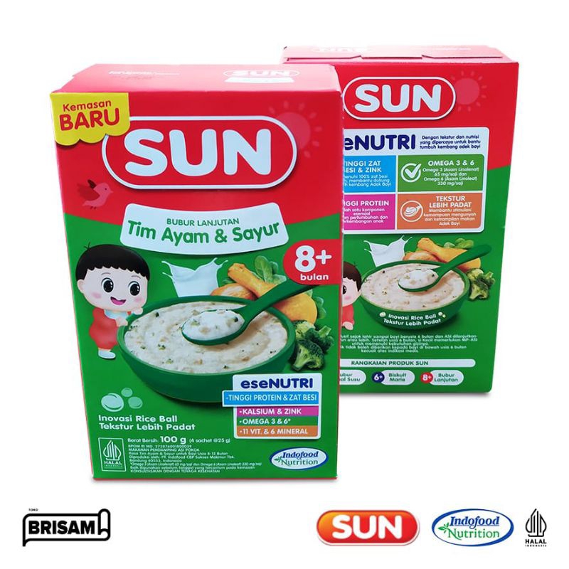 Jual SUN Bubur Lanjutan 8+ Bulan Tim Ayam & Sayur Box 100 g | Shopee ...