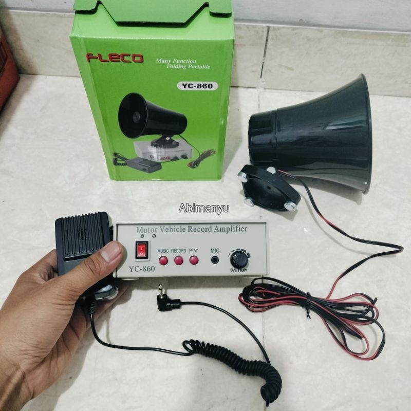 Jual megaphone pengeras suara fleco YC-860 dc aki 12v-24v rekam suara ...