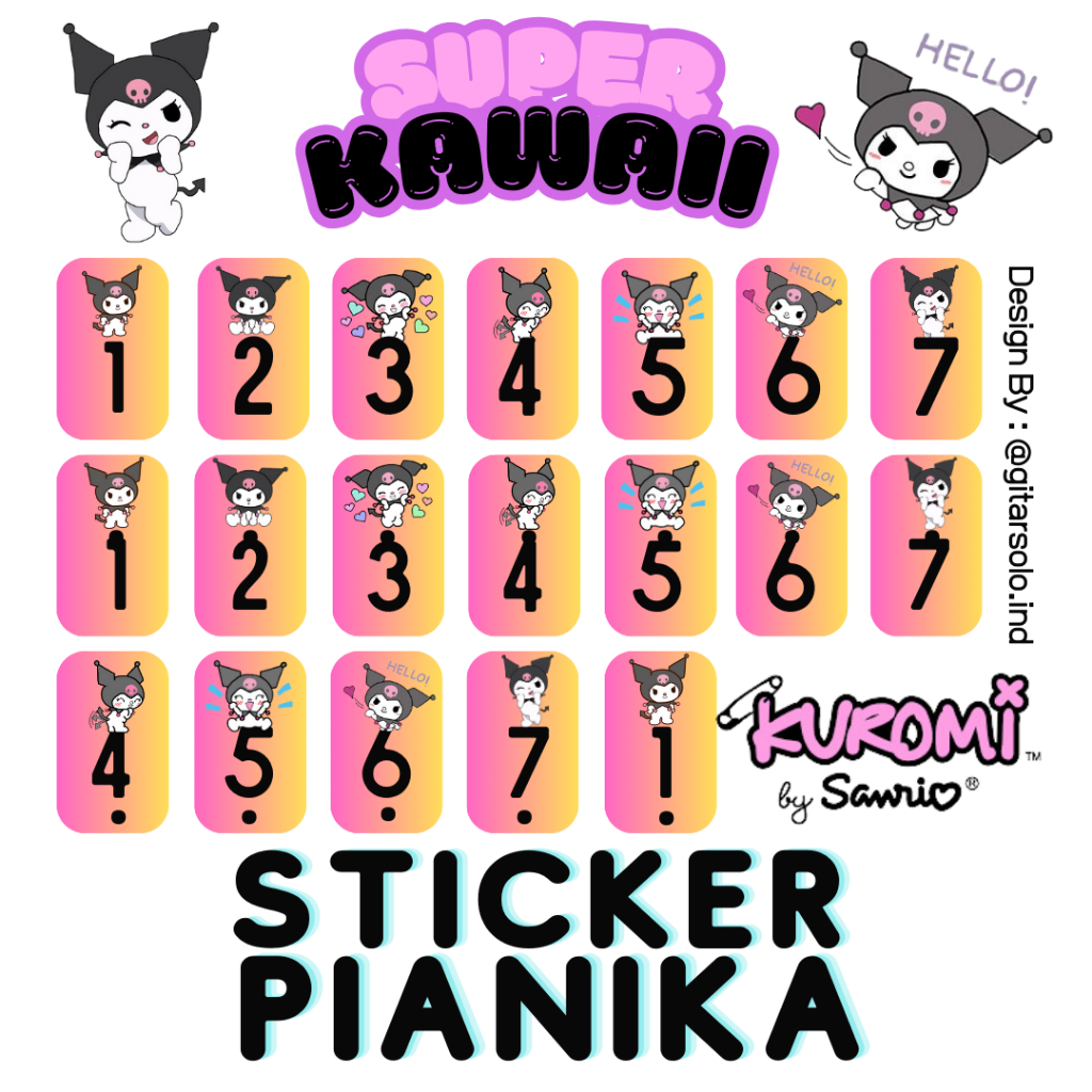 Jual Sticker Pianika Kuromi / Sticker Pianika Murah/ sticker penanda ...