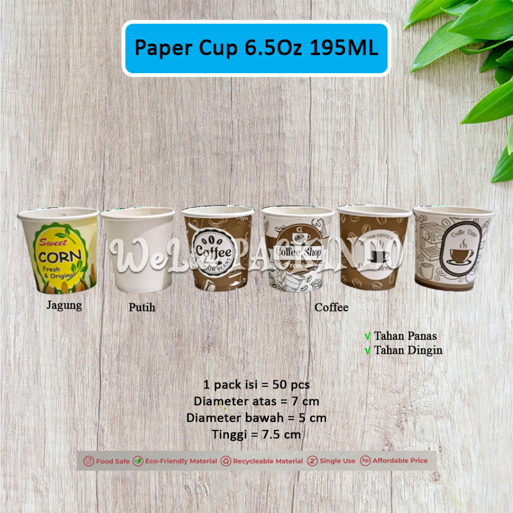 Jual Paper Cup 6.5 Oz Motif Putih, Coffee & Sweet Corn / Gelas Kertas Jasuke / Gelas Kopi Ice ...