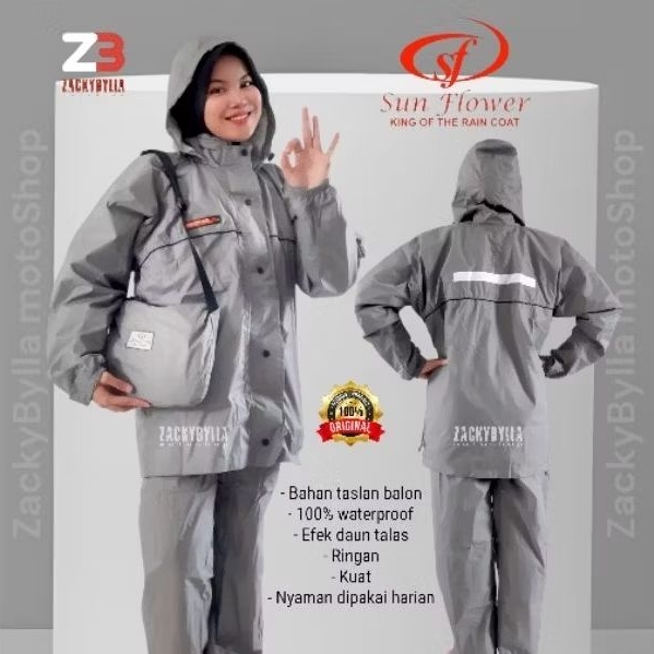 Jual Jas Hujan Sunflower Original Raincoat Sun Flower Setelan Jaket dan ...