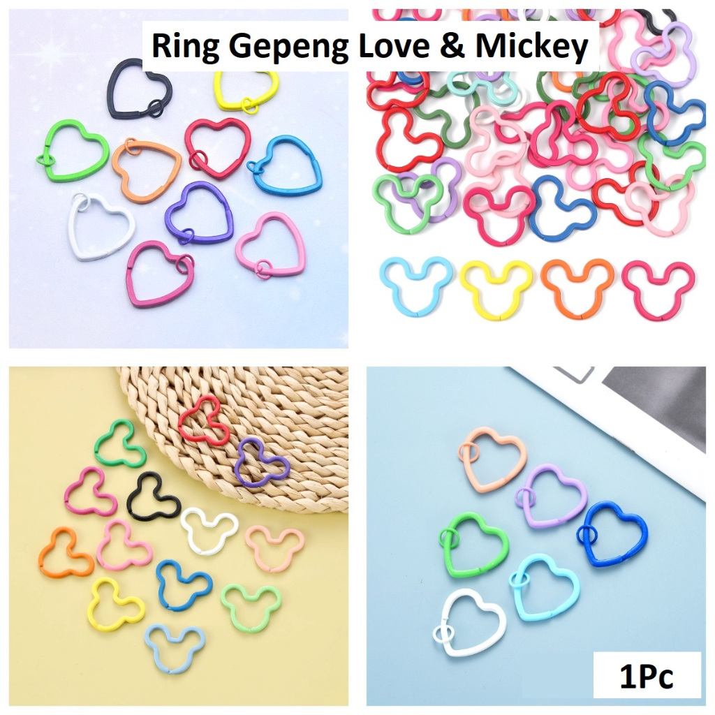 Jual Ring Gepeng Bentuk Love + Ring & Mickey Warna-Warni Harga/1Pc ...