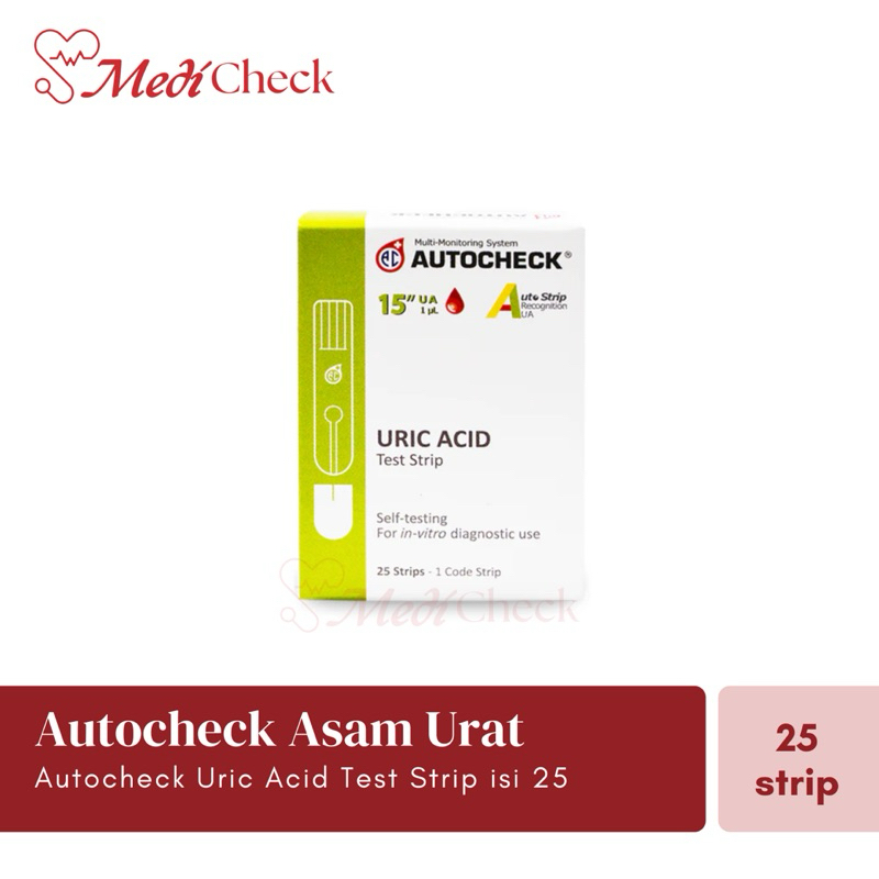 Jual Strip Asam Urat Autocheck Isi 25 / Autocheck Uric Acid Test Strip ...