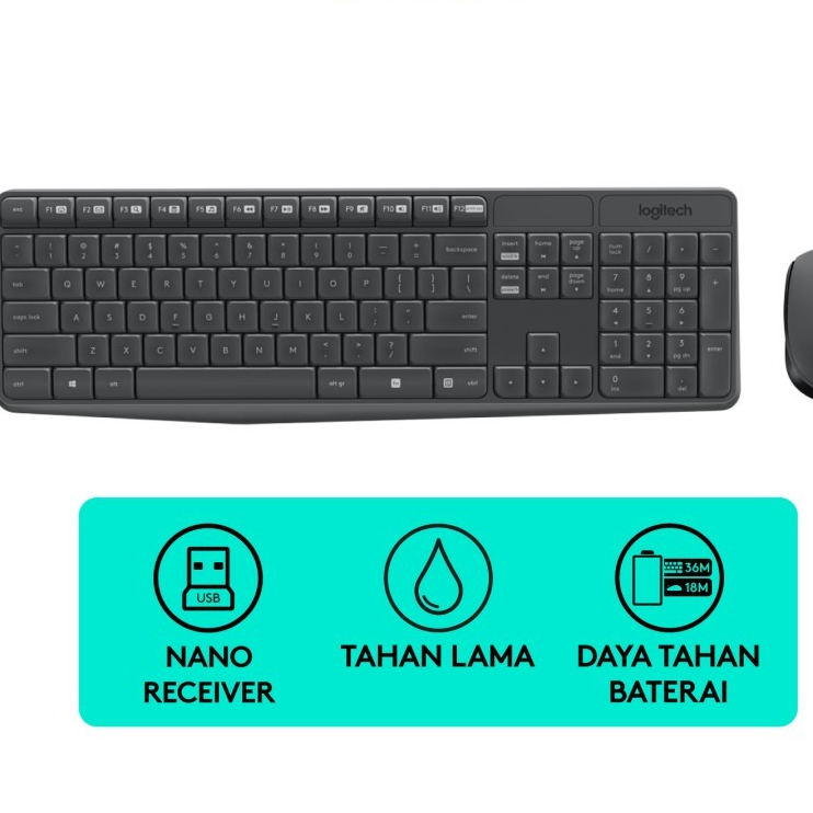 Jual Logitech MK235 MK-235 Combo Wireless Compact Keyboard + Mouse USB Garansi 1Tahun | Shopee ...