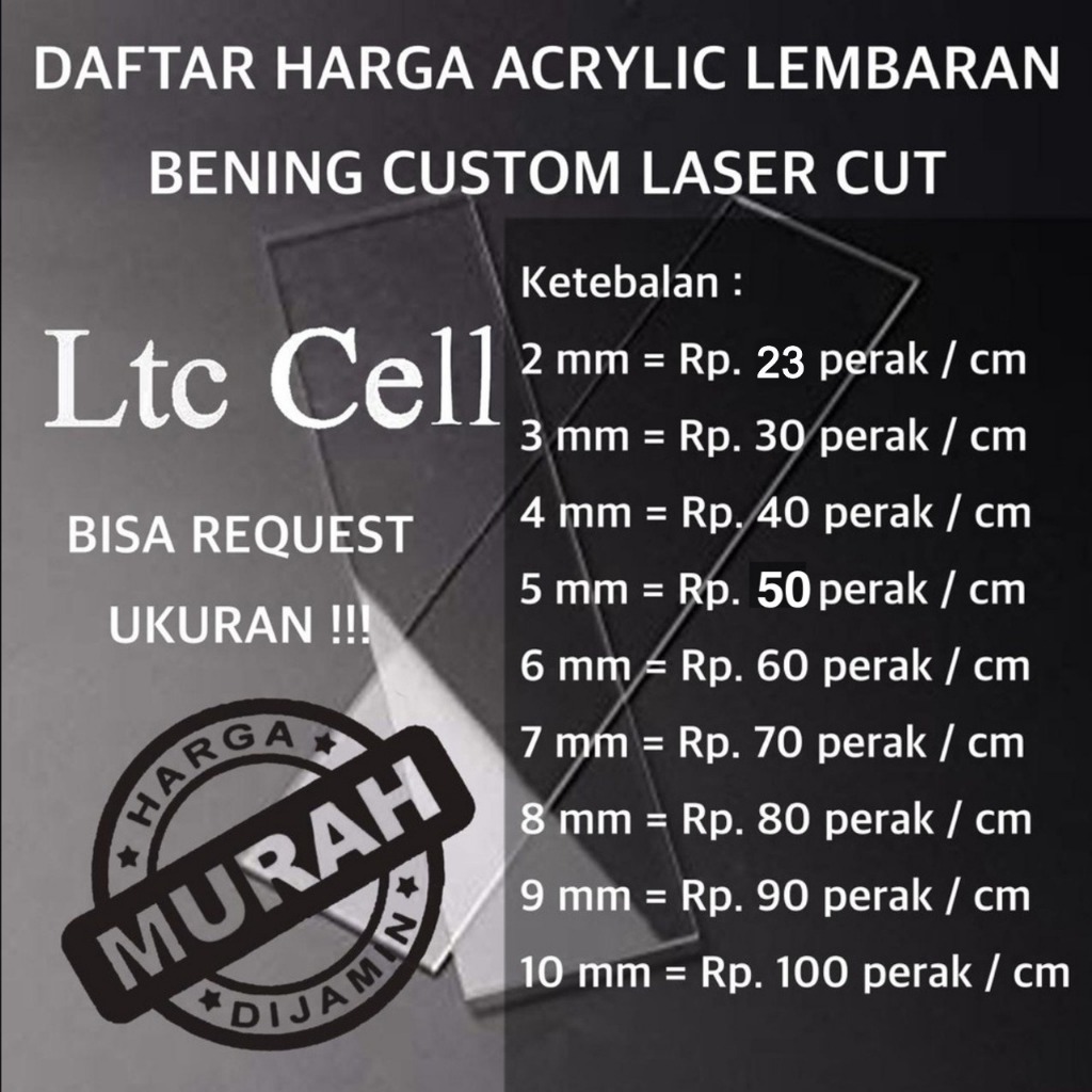 Jual Acrylic Bening Custom 5mm Rp 50 Akrilik Lembaran Potong Laser | Shopee Indonesia