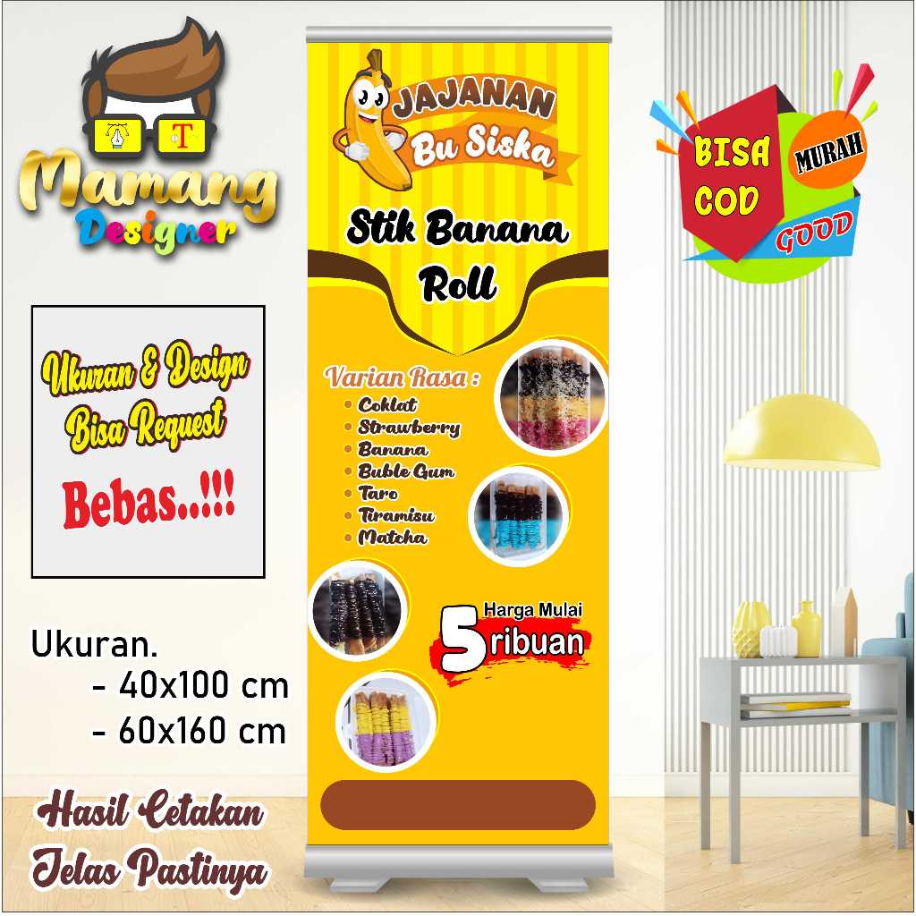 Jual Cetak Banner Spanduk MMT Jualan Stik Banana Roll Bagus Murah bb ...
