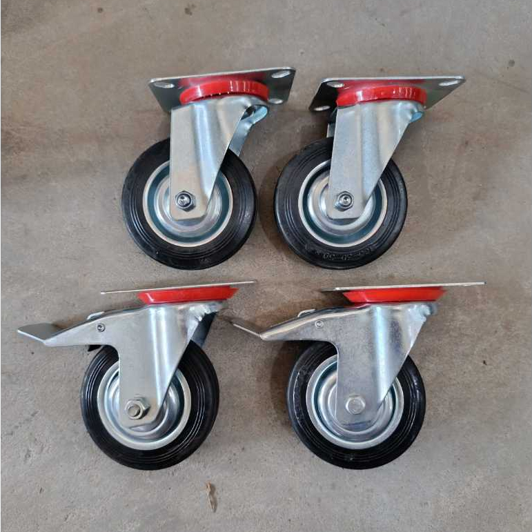 Jual PAKET roda karet 4 inchi roda etalase 1set 4pcs roda gerobak 4 in ...