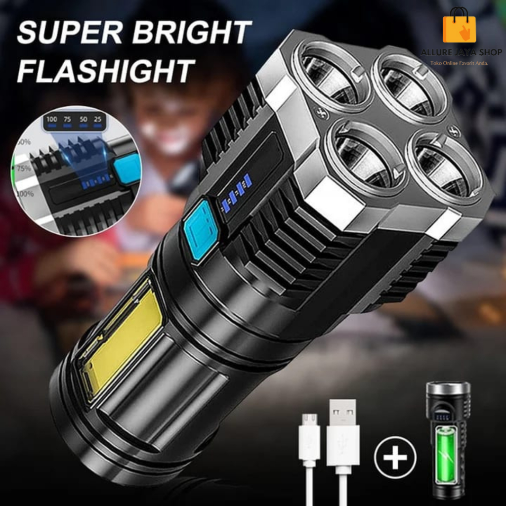Jual [AJS] SENTER LED 4 MATA 48W + 20W SENTER CAS SENTER LED CHARGEABLE ...