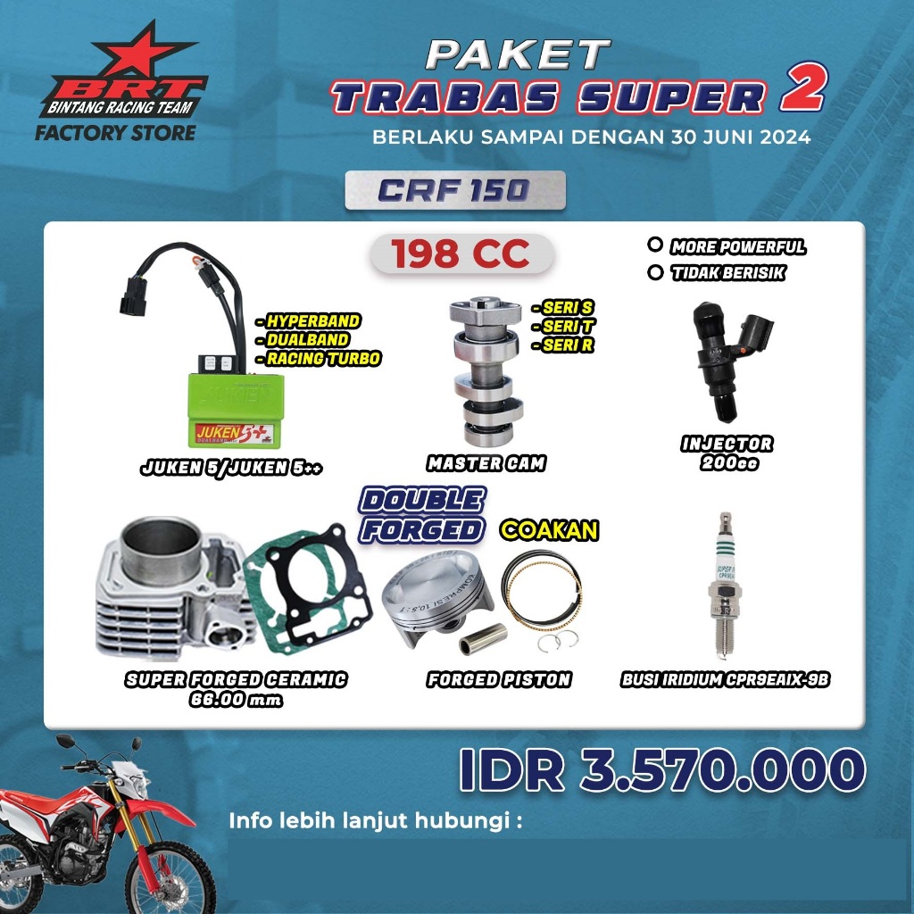 Jual PAKET TRABAS SUPER 2 CRF 150/VERZA BRT BORE UP 198 CC - ECU JUKEN + MASTERCAM + BLOK ...