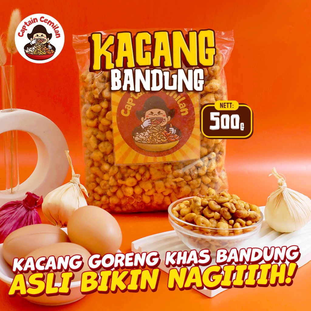 Jual 500Gram Kacang Goreng Bandung gurih renyah Captain Cemilan snack ...