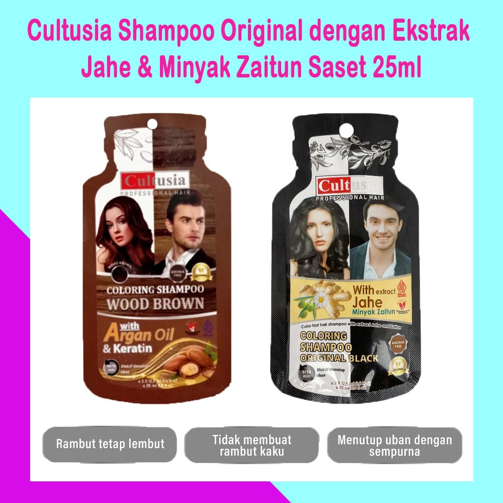 Jual Cultusia Shampoo Penutup Uban Instand Brown/Black 25ml | Shopee ...