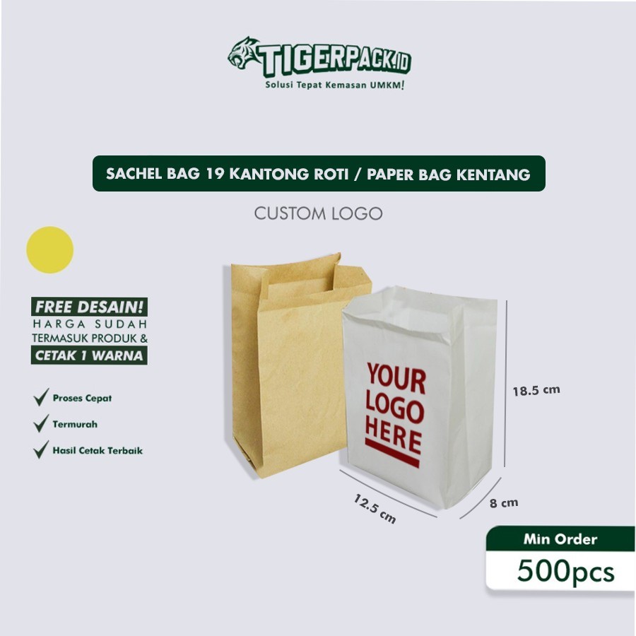 Jual SACHEL BAG 19 KANTONG ROTI / PAPER BAG KENTANG - cetak logo ...