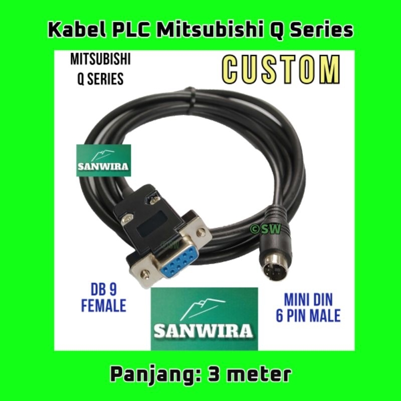 Jual Kabel Data PLC Mitsubishi Q Series / PLC DB 9 Female to Mini Din 6 ...