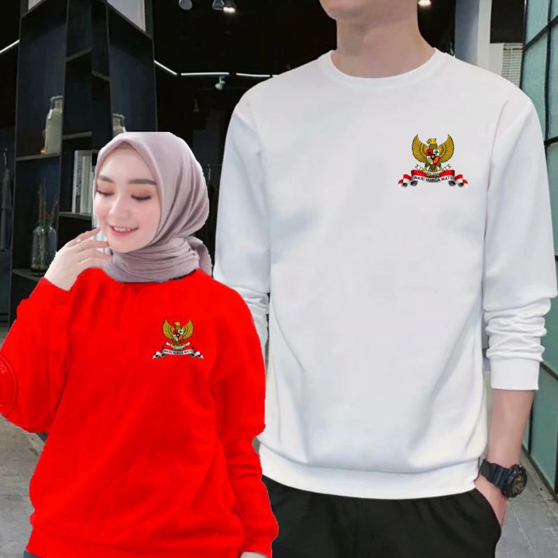 Jual Kaos Sweater Pria Wanita Logo Garuda Agustusan II Baju Lengan Panjang Hut RI 17 Agustus II ...