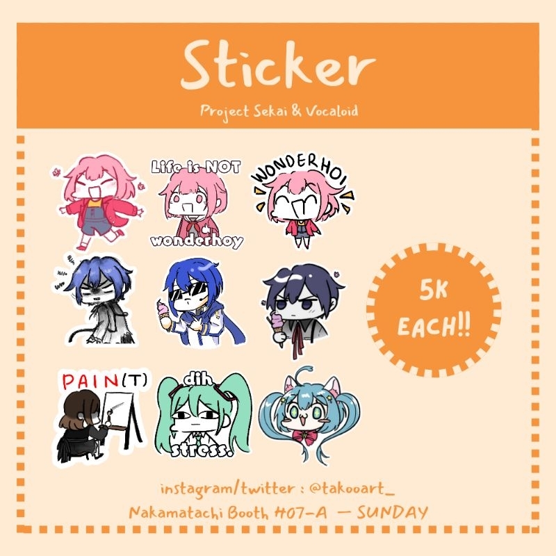 Jual Sticker Project Sekai & Vocaloid ( Emu , Nene , Ena , An , Kaito ...