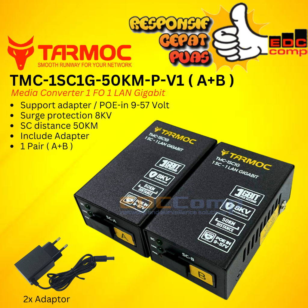 Jual Tarmoc TMC-1SC1G-50KM-P-V1 | Media Converter Switch 1FO 1LAN / 1 ...
