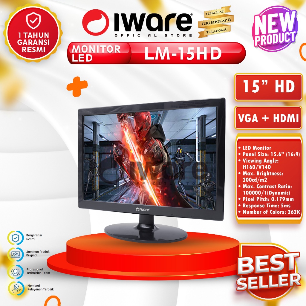 Jual Iware Led Monitor LM-156 15.6 inch HD VGA HDMI | Shopee Indonesia