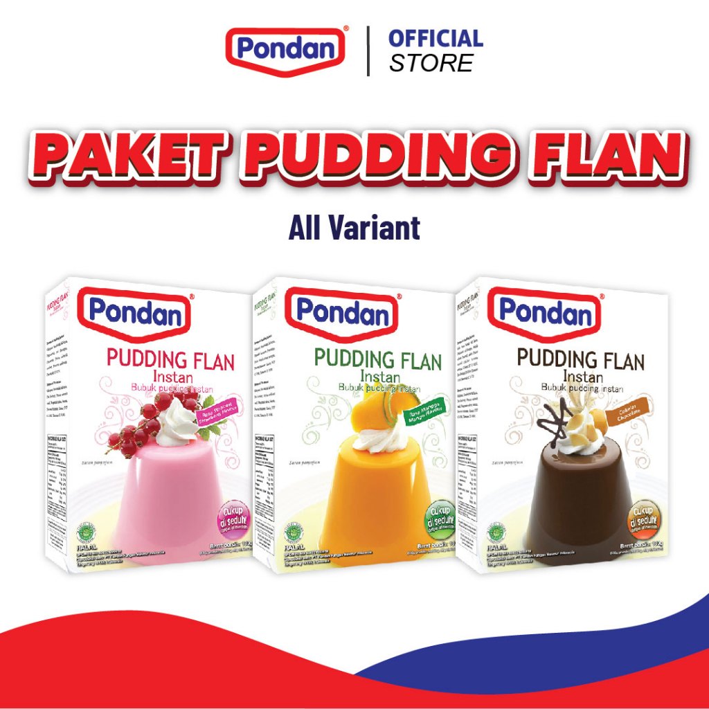 Jual Pondan Paket Pudding Flan 180g (Cokelat, stroberi, mangga ...