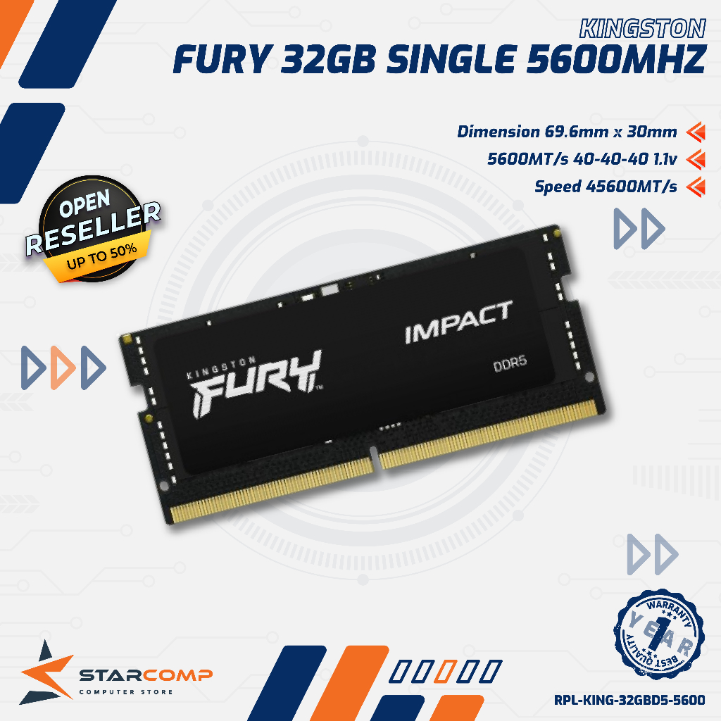 Jual Kingston FURY IMPACT SODIMM RAM Laptop 32GB DDR5 5600MHz CL40 | Shopee Indonesia