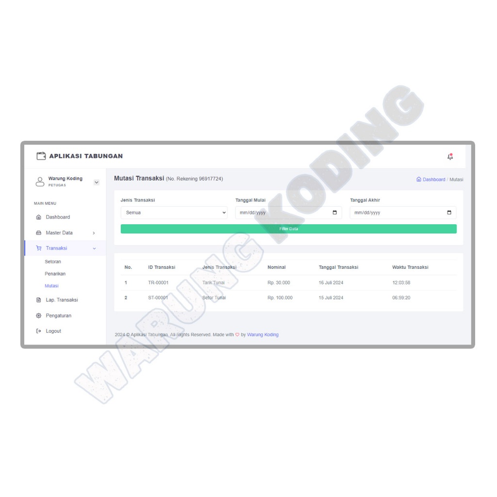 Jual Source Code Aplikasi Tabungan Berbasis Web dengan PHP dan MySQL | Shopee Indonesia