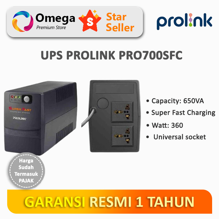 Jual UPS PROLINK PRO700SFC Super Fast Charging Line Interactive 650VA ...