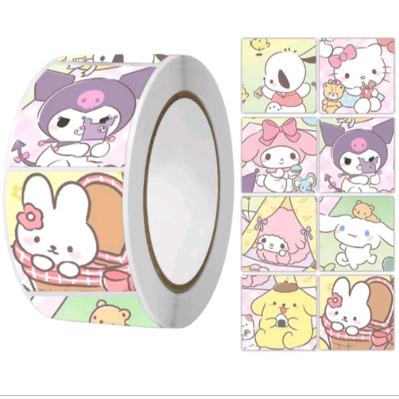 Jual Stiker Roll Label Lucu isi 500 Lembar Motif cartoon untuk Tempel ...