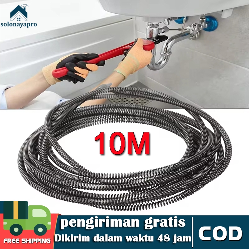 Jual 10 Meter Alat Jepit Kawat Pembersih Saluran Mampet Adaptor Bor Pipa Air Wastafel Pipe ...