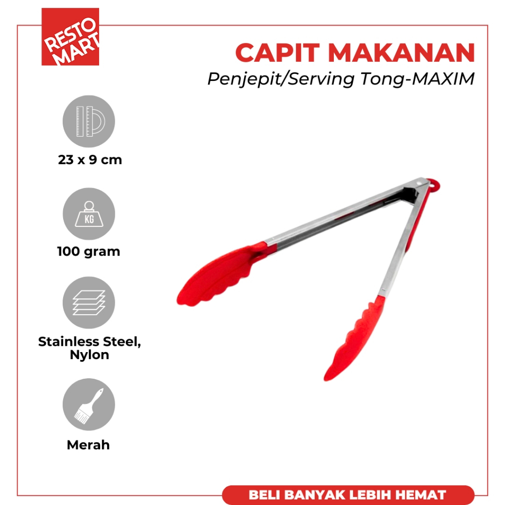 Jual Penjepit Makanan / Capit Makanan 23 cm / Serving Tong 9" MAXIM ...