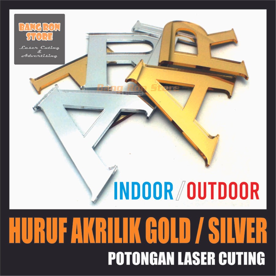 Jual ( 6cm-22cm ) Huruf Akrilik - Akrilik Gold / Silver Mirror - Letter ...