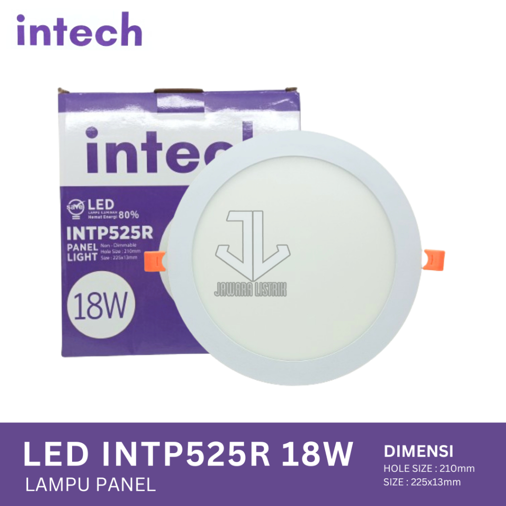 Jual INTECH LED LAMPU PANEL INBOW INTP525R DOWNLIGHT 18 WATT BULAT ...