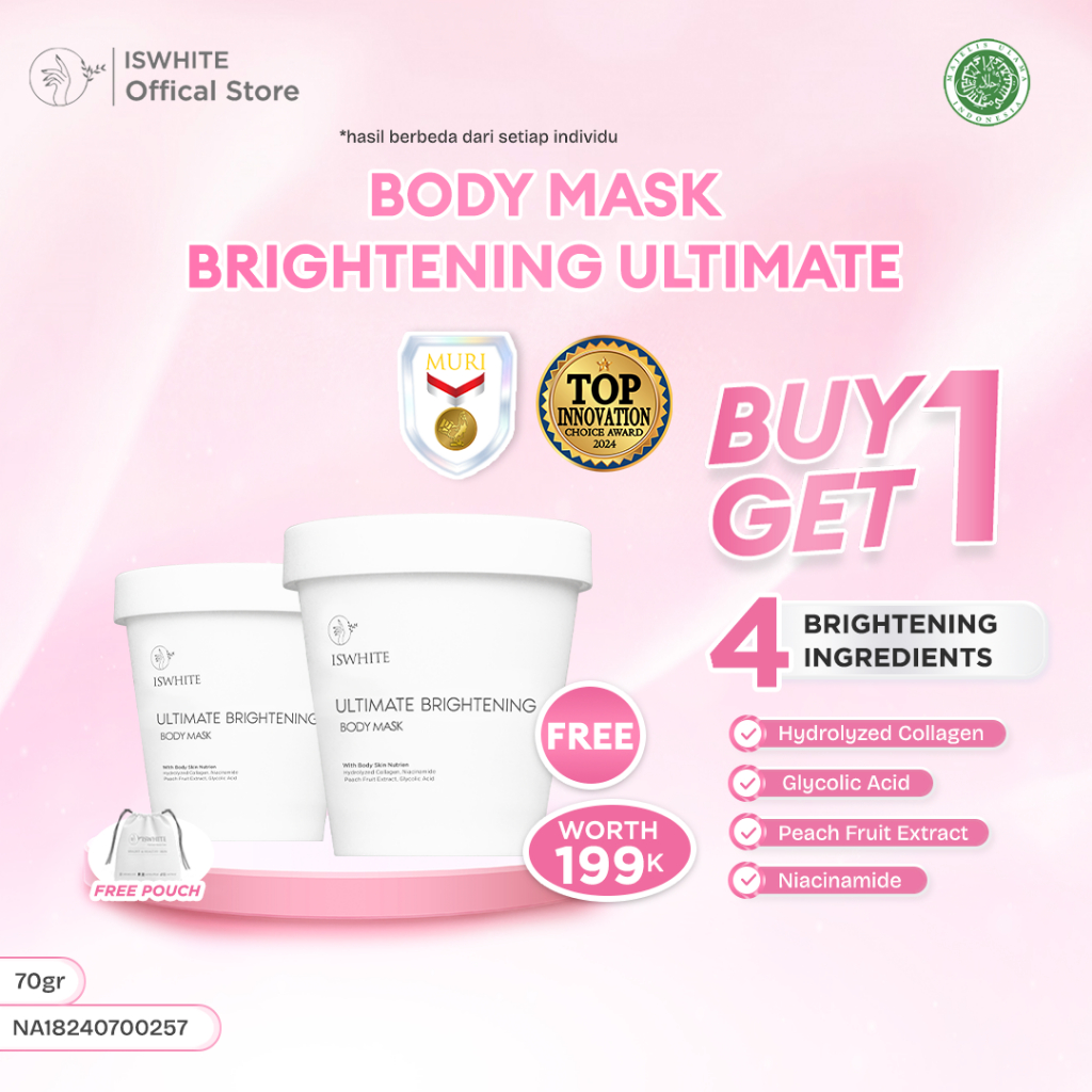 Jual [BUY 1 GET 1] ISWHITE Ultimate Body Mask | Masker Badan Pemutih ...