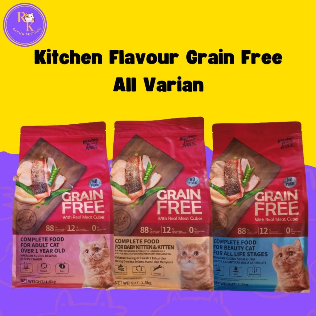 Jual Kitchen Flavour Grain Free Cat All Varian 1,5kg | Shopee Indonesia