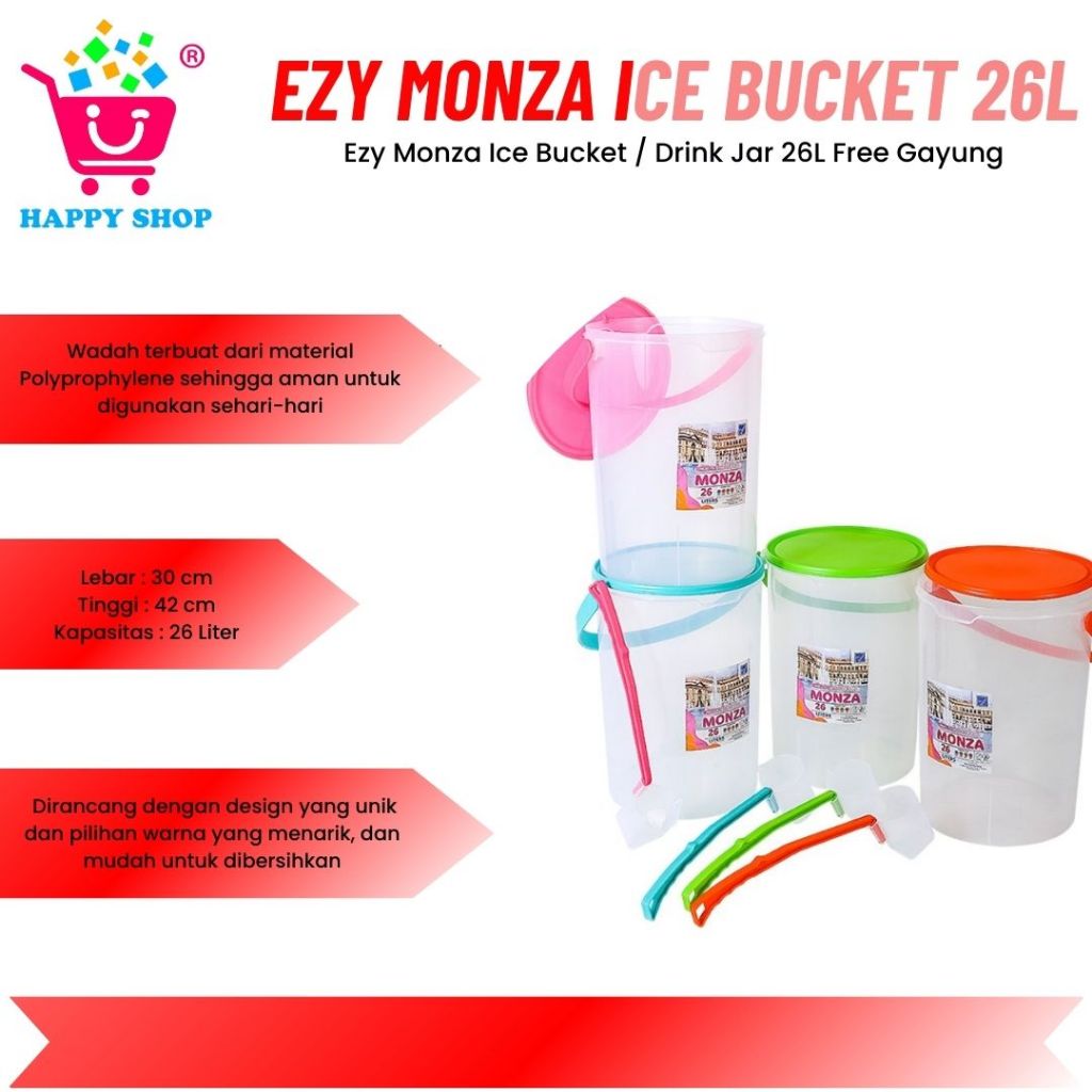 Jual [INSTANT] Ezy Monza Ice Bucket / Drink Jar 26L Free Gayung ...