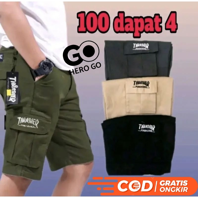 Jual (100 DAPAT 4) Celana Cargo Kargo Pendek Pria | Celana Kimpol ...