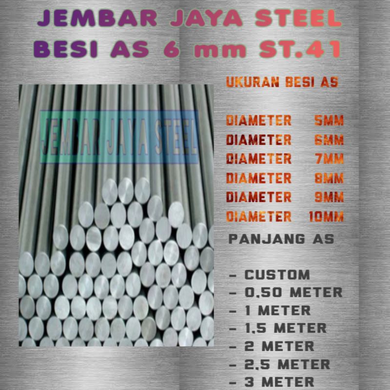 Jual Besi As ST 41 Diameter 6 mm x 1 meter, Besi As, As besi, Besi As padat | Shopee Indonesia