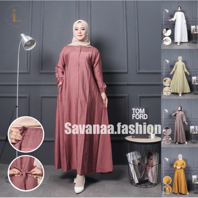 Jual Sabrina Dress Gamis Polos Wanita Simpel Elegan Polo Linen Premium ...