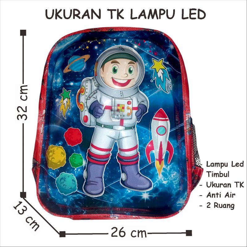 Jual Tas Ransel Anak TK LED nyala 3D timbul Astronout | Shopee Indonesia