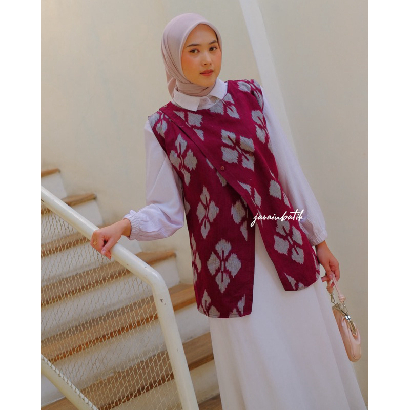 Jual javainbatik - VEST TRISTA BATIK TENUN WANITA - outer batik - batik wanita - batik kerja ...
