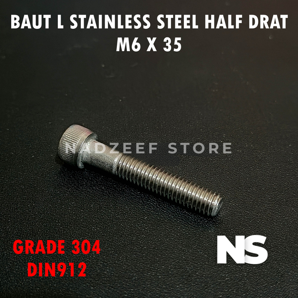 Jual Baut L Stainless Steel M6 X 35 M6X35 Half Drat | Shopee Indonesia