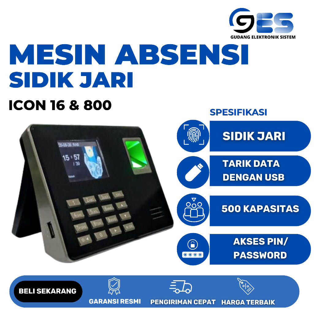 Jual Mesin Absen Fingerprint ICON 16 dan 800 Mesin Absensi Sidik Jari SSR Bergaransi | Shopee ...