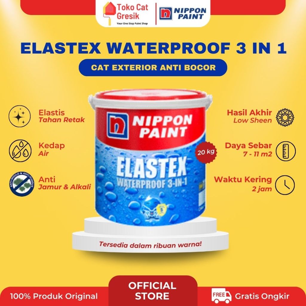 Jual TERMURAH!! ELASTEX 3 IN 1 NIPPON PAINT 20KG / 20 KG WARNA LENGKAP Nippon paint elastex ...