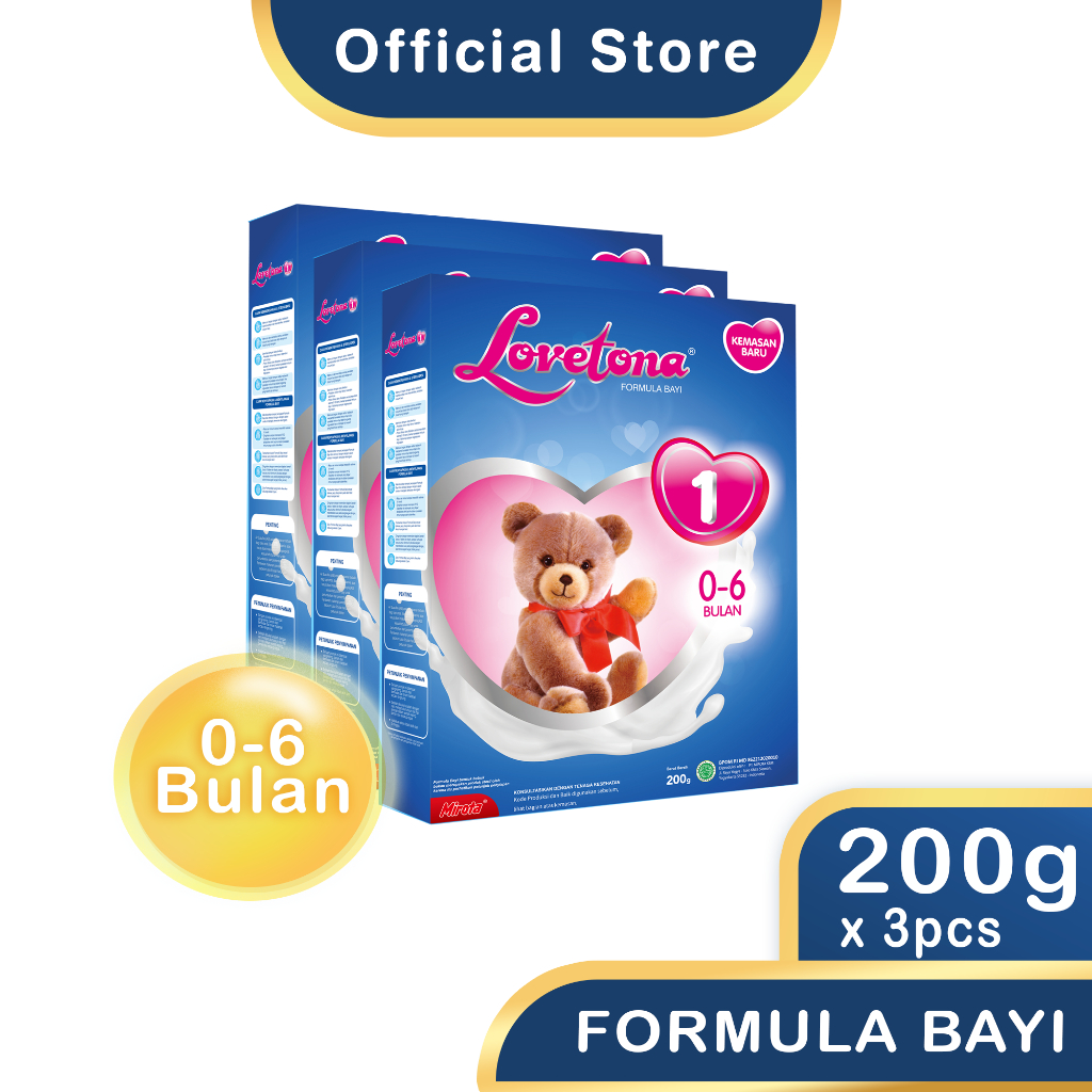 Jual PAKET LOVETONA 1 Susu Formula Bayi 0 - 6 Bulan 200 Gr X 3 Box ...