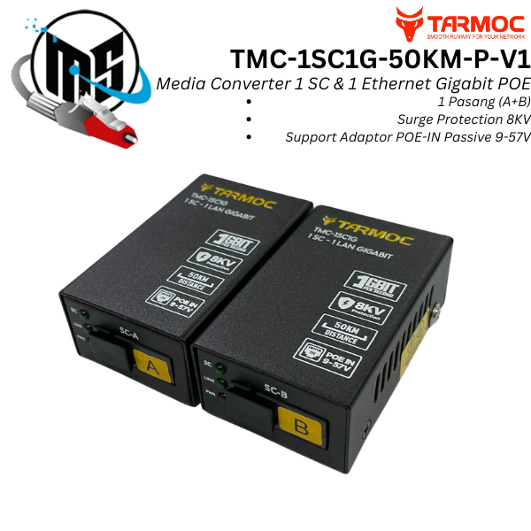 Jual Tarmoc TMC-1SC1G-50KM-P-V1 | Media Converter Switch 1FO 1LAN / 1 ...