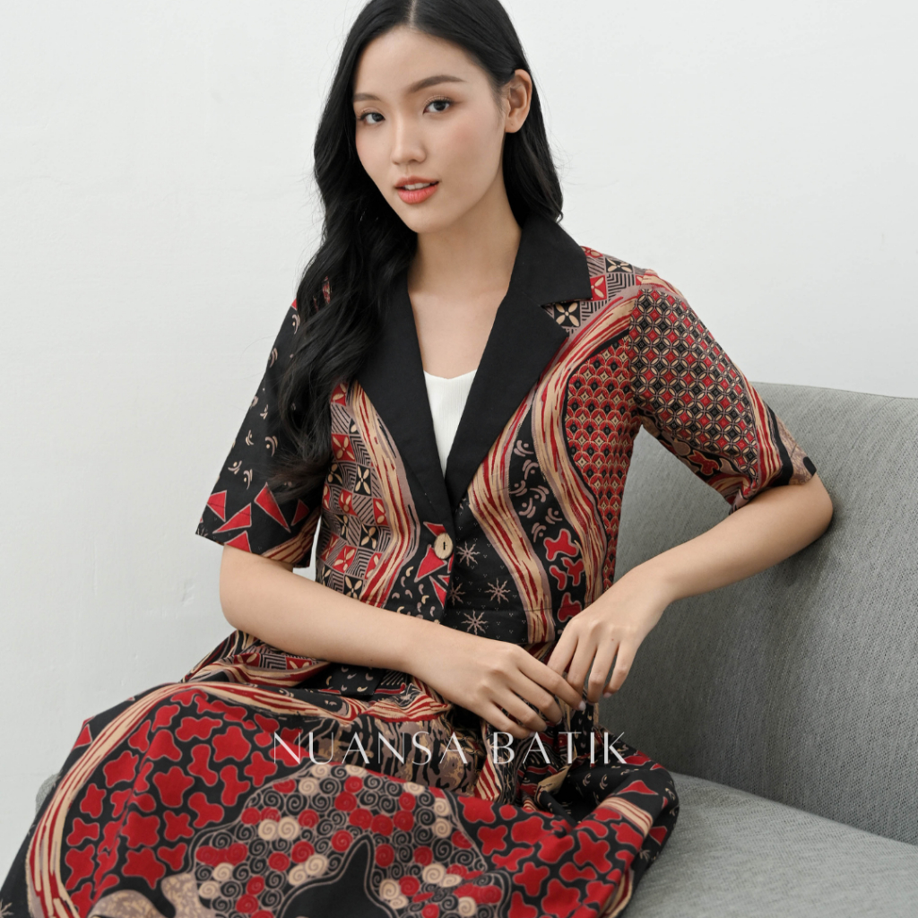 Jual Nuansa Batik Setelan Blouse Crop Batik Lengan Pendek Bahan Katun Stretch | Rok Batik Midi ...