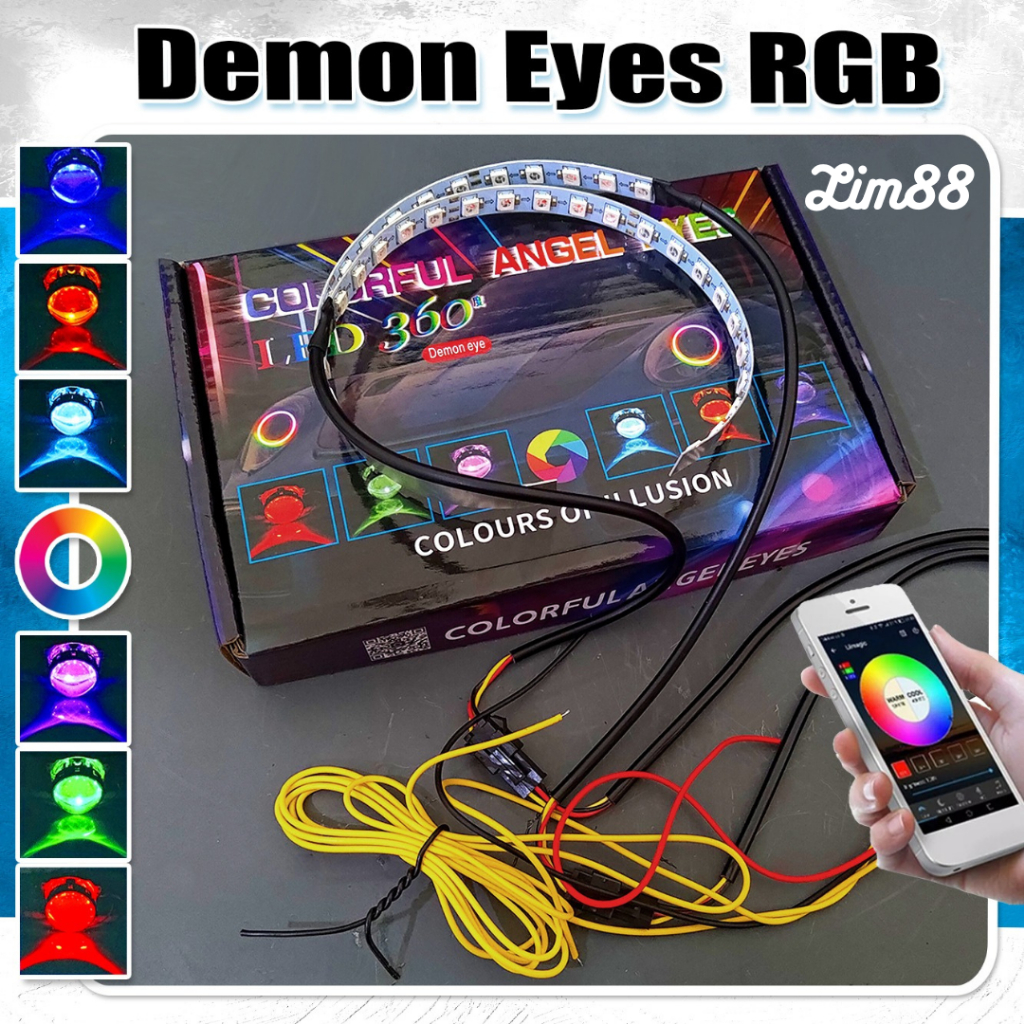 Jual Lampu Demon Eyes RGB Welcome Light 360 sepasang | Shopee Indonesia